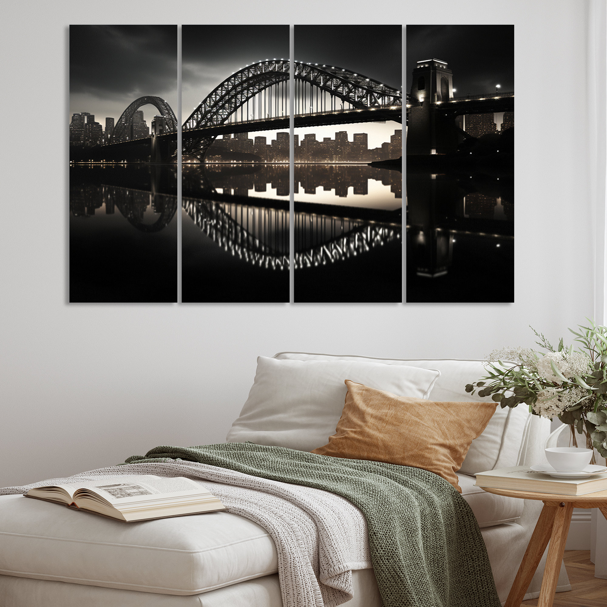 DesignArt Grey Bridge Steel Symphony Charcoal III " Gray Bridge Steel ...