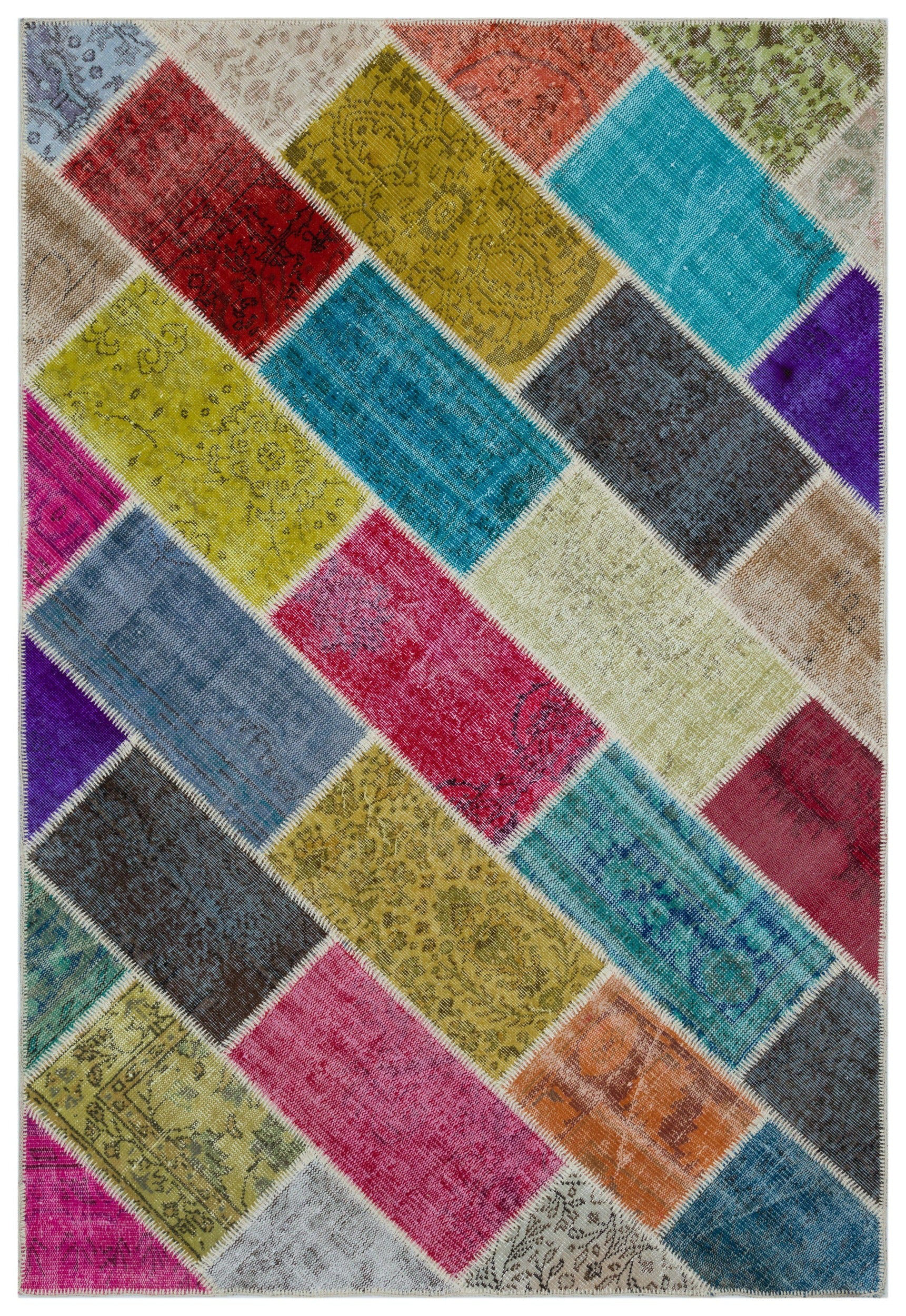 Lofy Iskece Beige Patchwork Wool Handmade Area Rug - Wayfair Canada