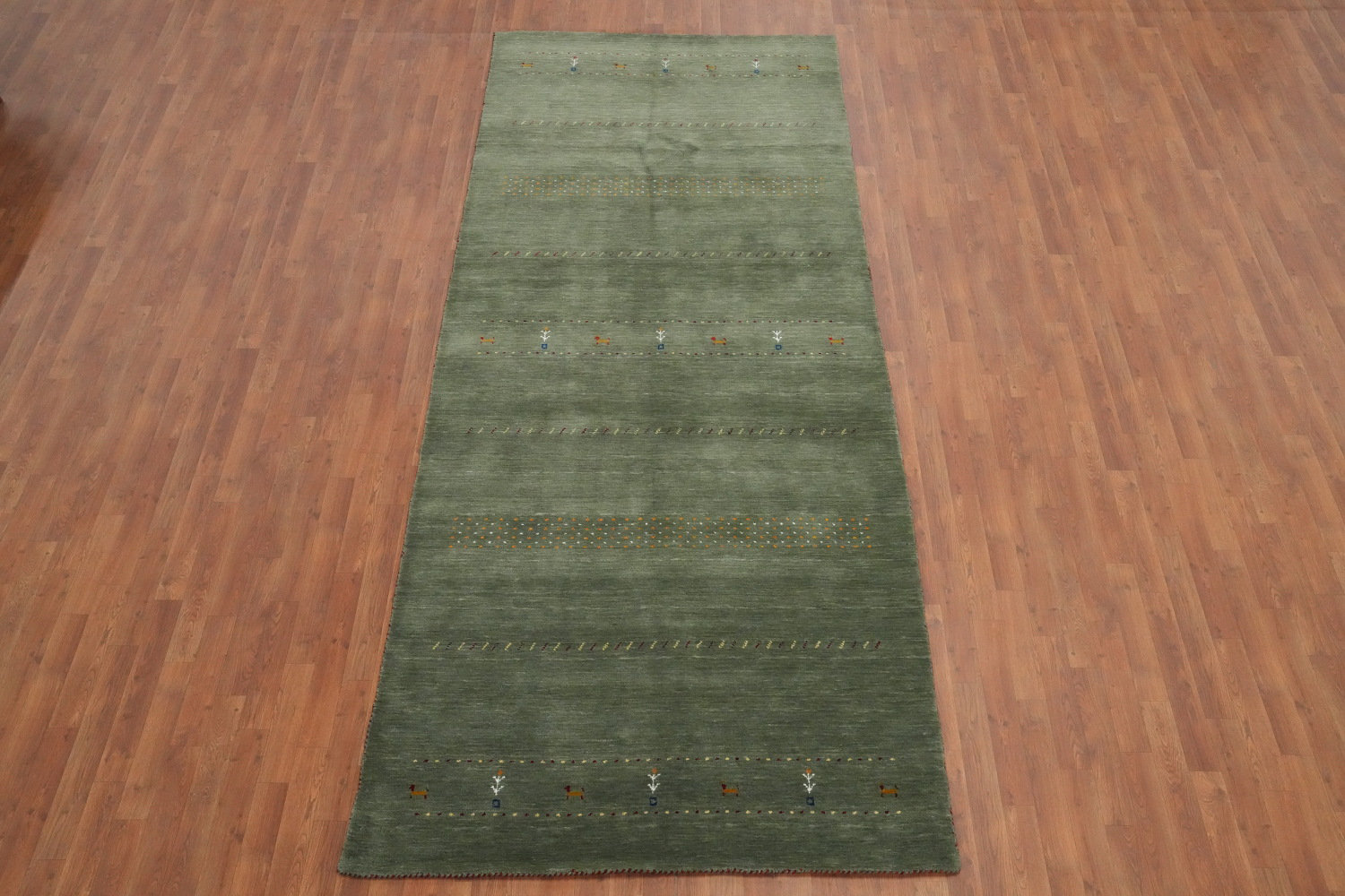 Dakota Fields Elegant Green Gabbeh Style Area Rug 5x12 with Subtle ...