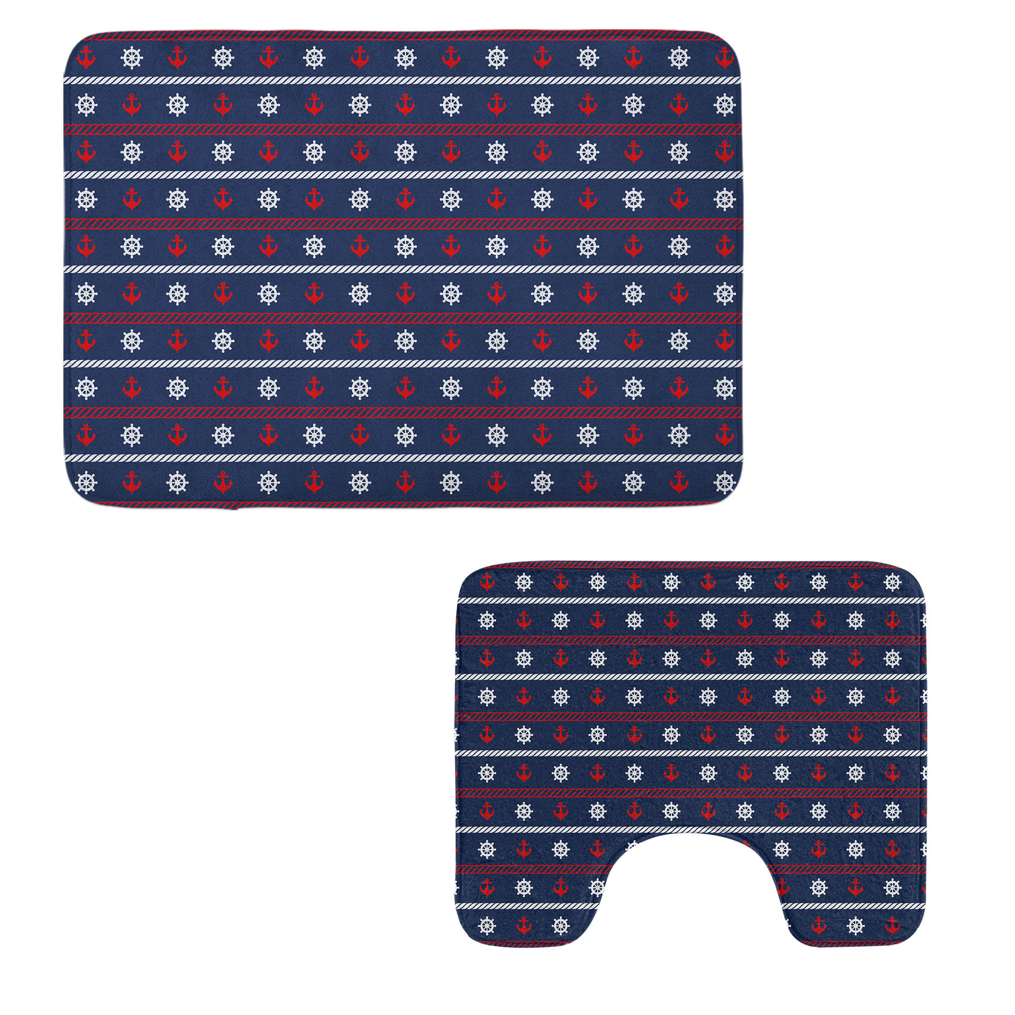 Dakota Fields Navy Blue Bathroom Rug Set 2 Pieces Rectangle & Contour ...