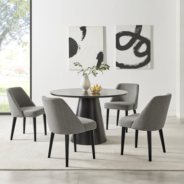 Xdeco Paros Minimalist Upholstery Dining Chair With Metal Leg - Grey ...