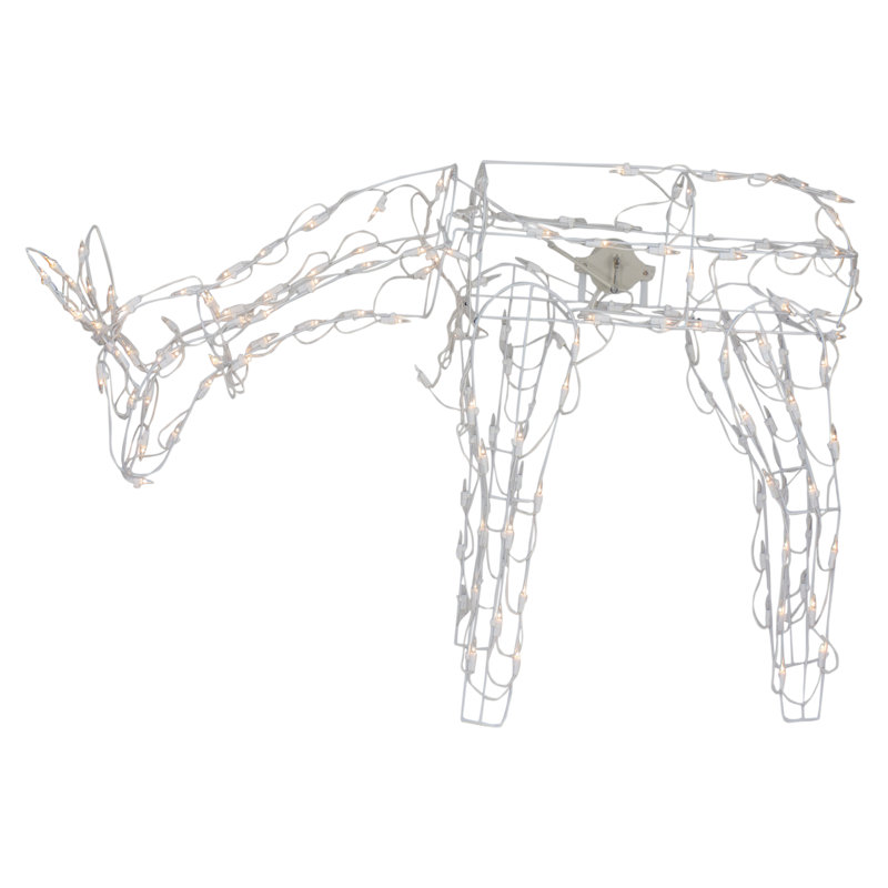 Northlight Seasonal 42" Lighted White Feeding Reindeer Animated Outdoor ...