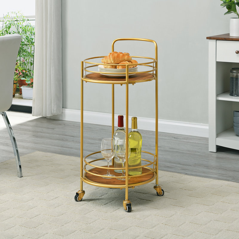 Wrought Studio™ Fawe Joliet Mirrored Bar Cart "& Reviews" | Wayfair