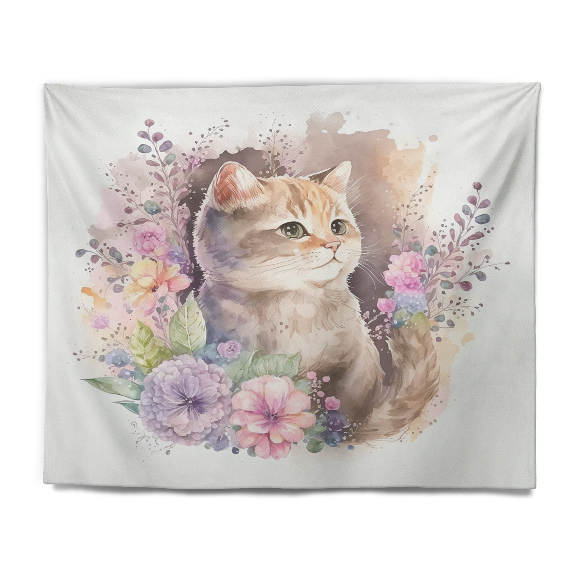 Harper Orchard Polyester Little Kitten Surrounded by Colorful Flowers ...