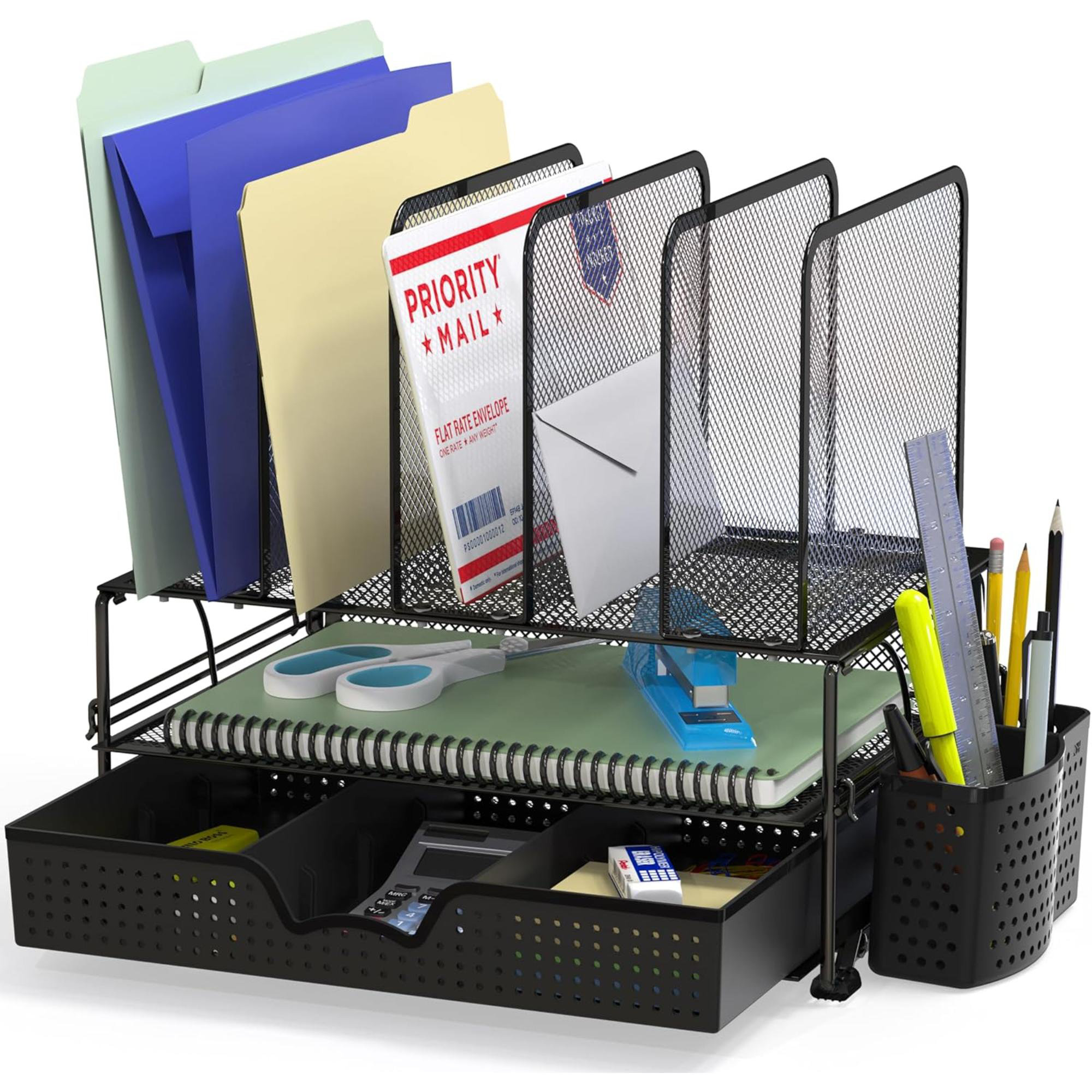 Ivy Bronx Organisateur de bureau en filet Houseware avec tiroir ...