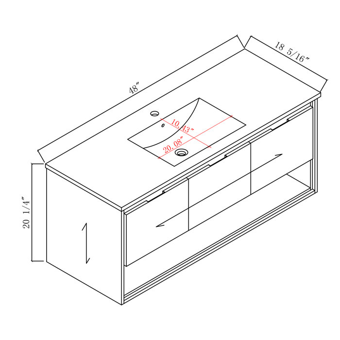 Latitude Run® Carisia 48" Wall-Mounted Single Bathroom Vanity Set ...