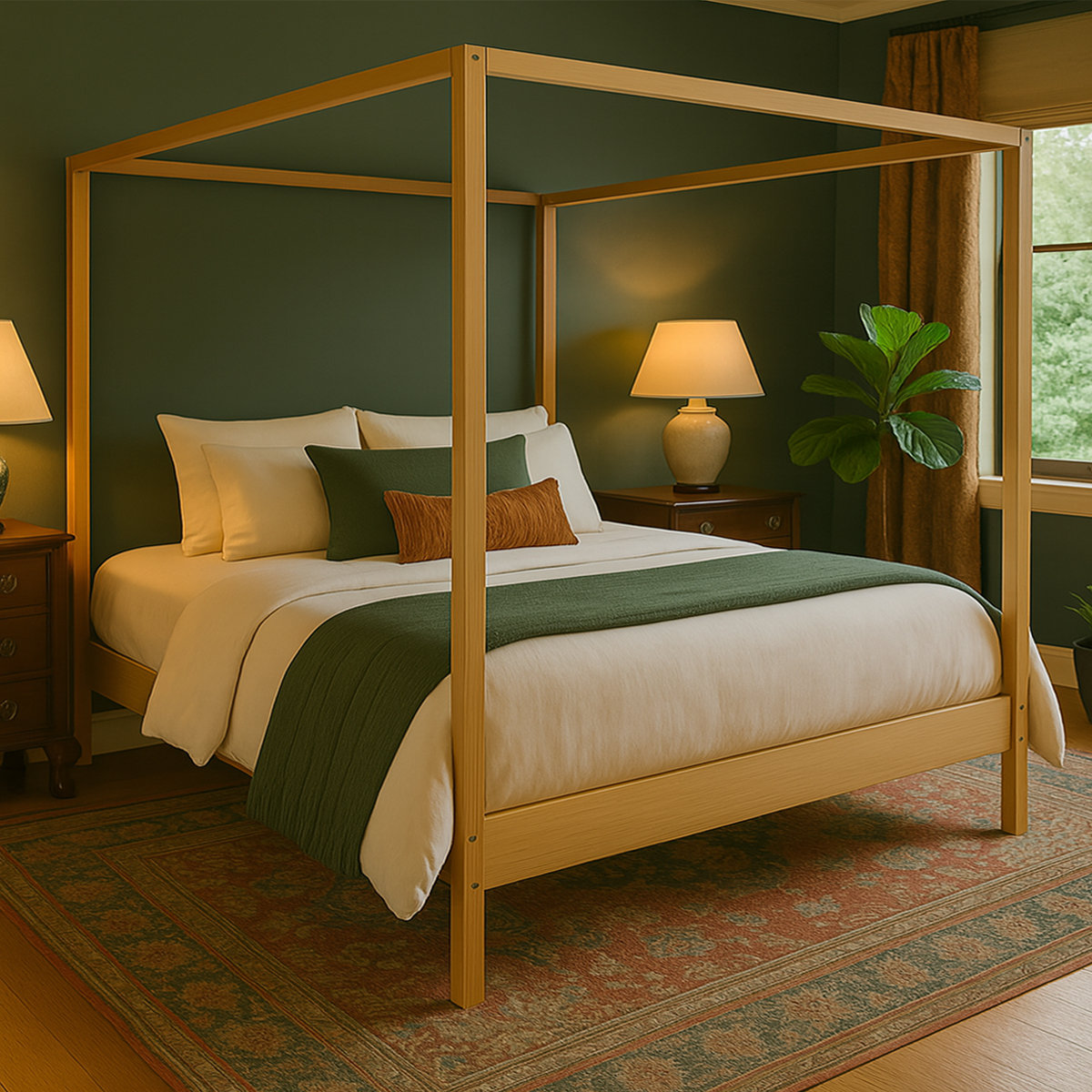 Latitude Run® Personalization Canopy Bed Frame, Four Poster Platform ...