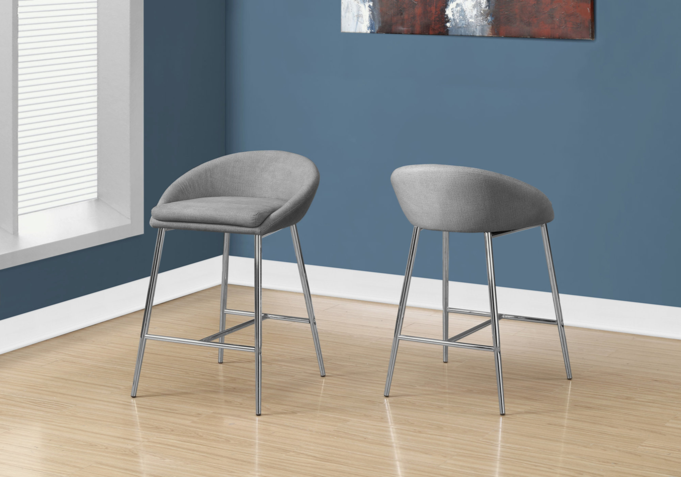 Corrigan Studio® Bar Stool, Set Of 2, Counter Height, Kitchen, Chrome ...