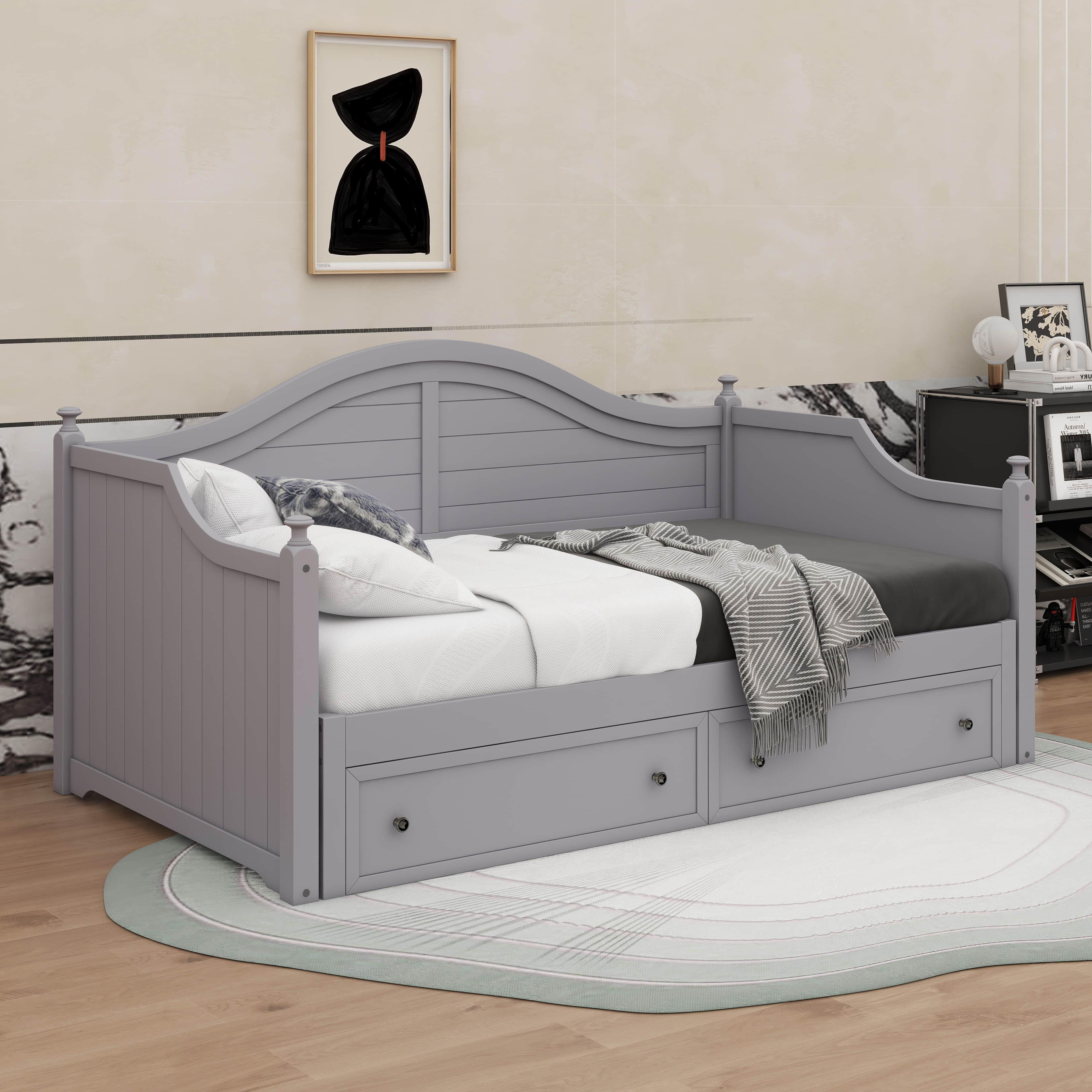 Alcott Hill® Wooden Twin Daybed With Expandable Pull-Out Trundle And ...