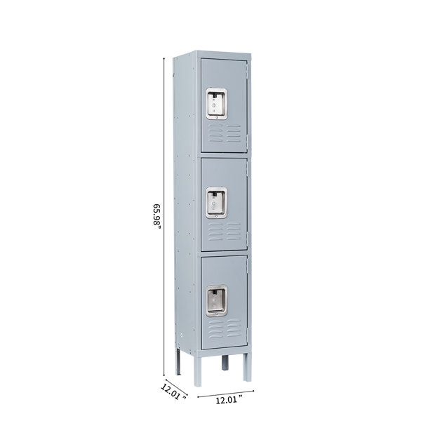 Steelcube 12 Inch Wide Metal Storage Locker 3 Tier Lockers with 4 ...