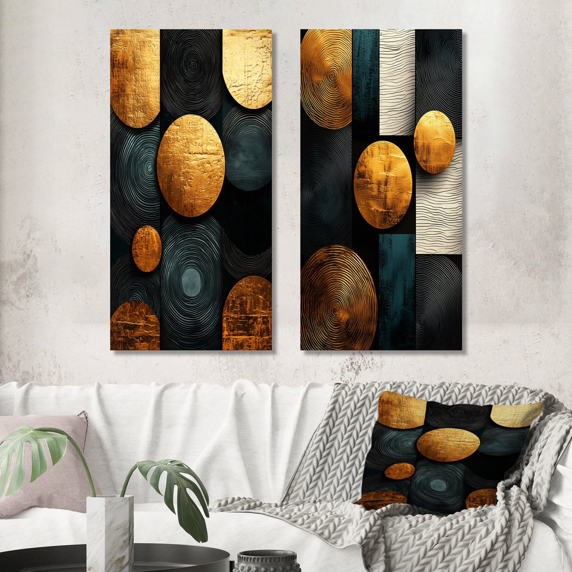 Ivy Bronx Geometric Art Decor Essential Forms I - Abstract Canvas ...