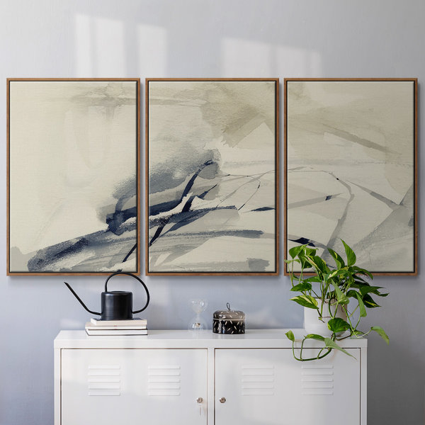 WexfordHome Neutral With Marks I Framed On Canvas 3 Pieces Print | Wayfair