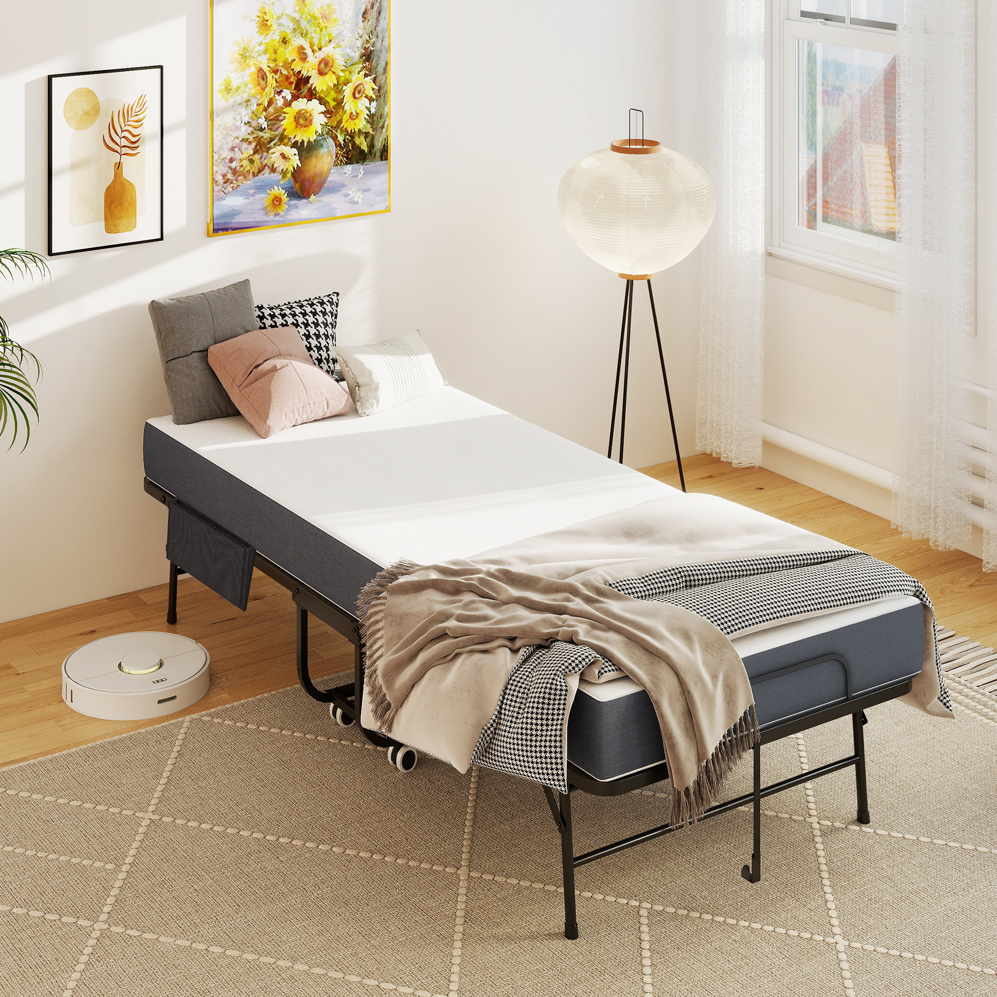 Latitude Run® Folding Bed for Tall People, Extra Long Rollaway Bed with ...