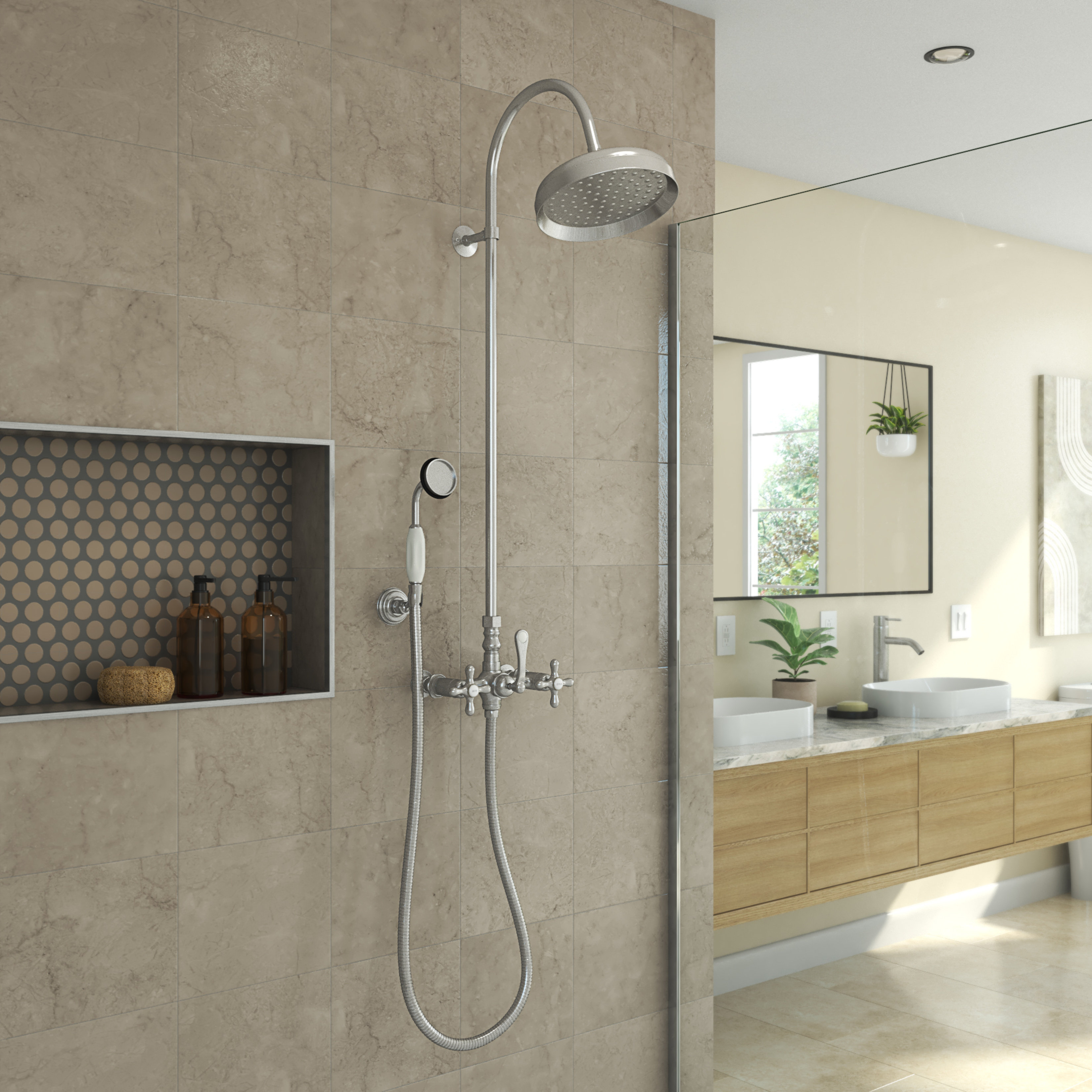 DreamLine Abbey Rain Fall Shower Faucet Set with Hand Shower (Valve ...