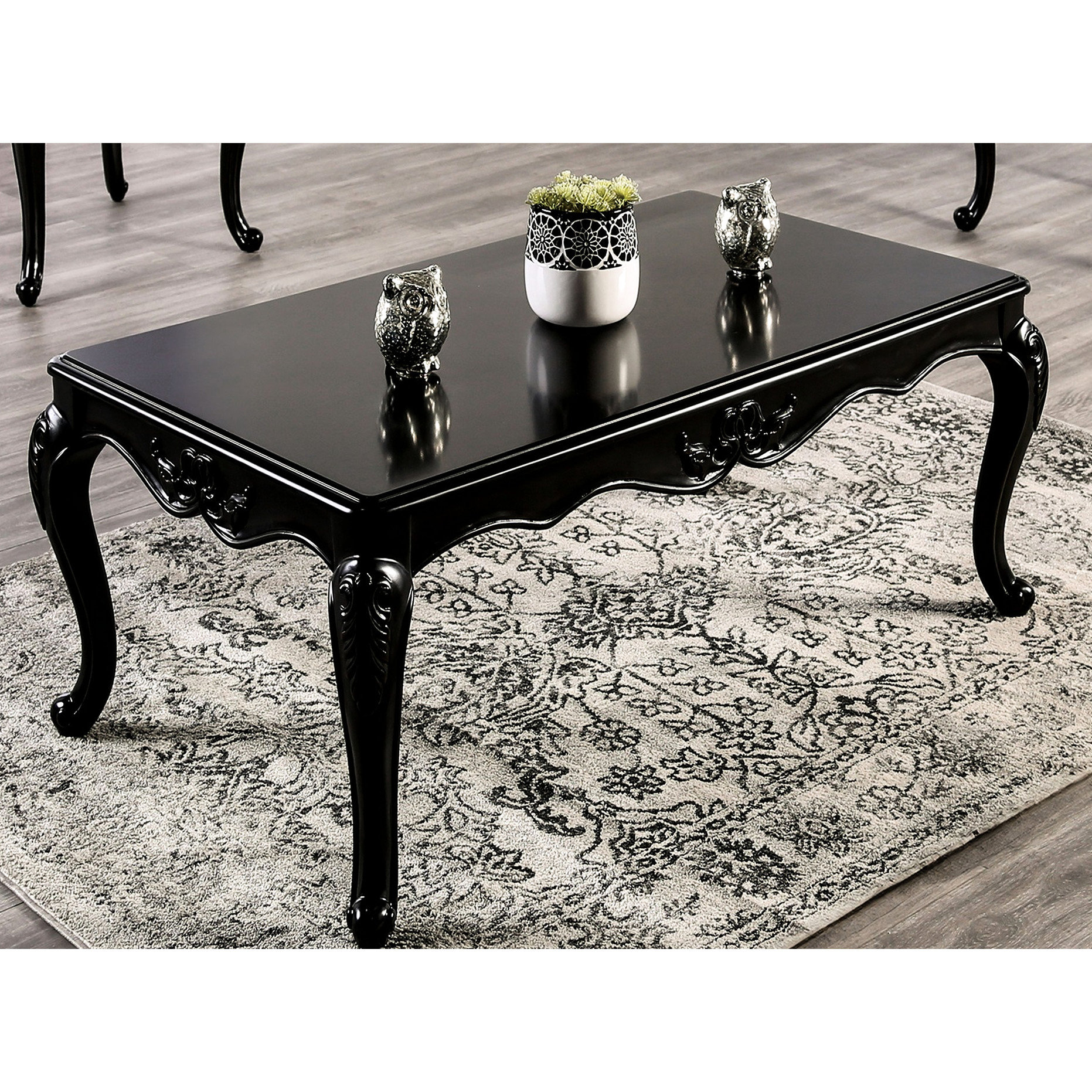 World Menagerie Solid Wood, Traditional Coffee Table, /Black Finish ...
