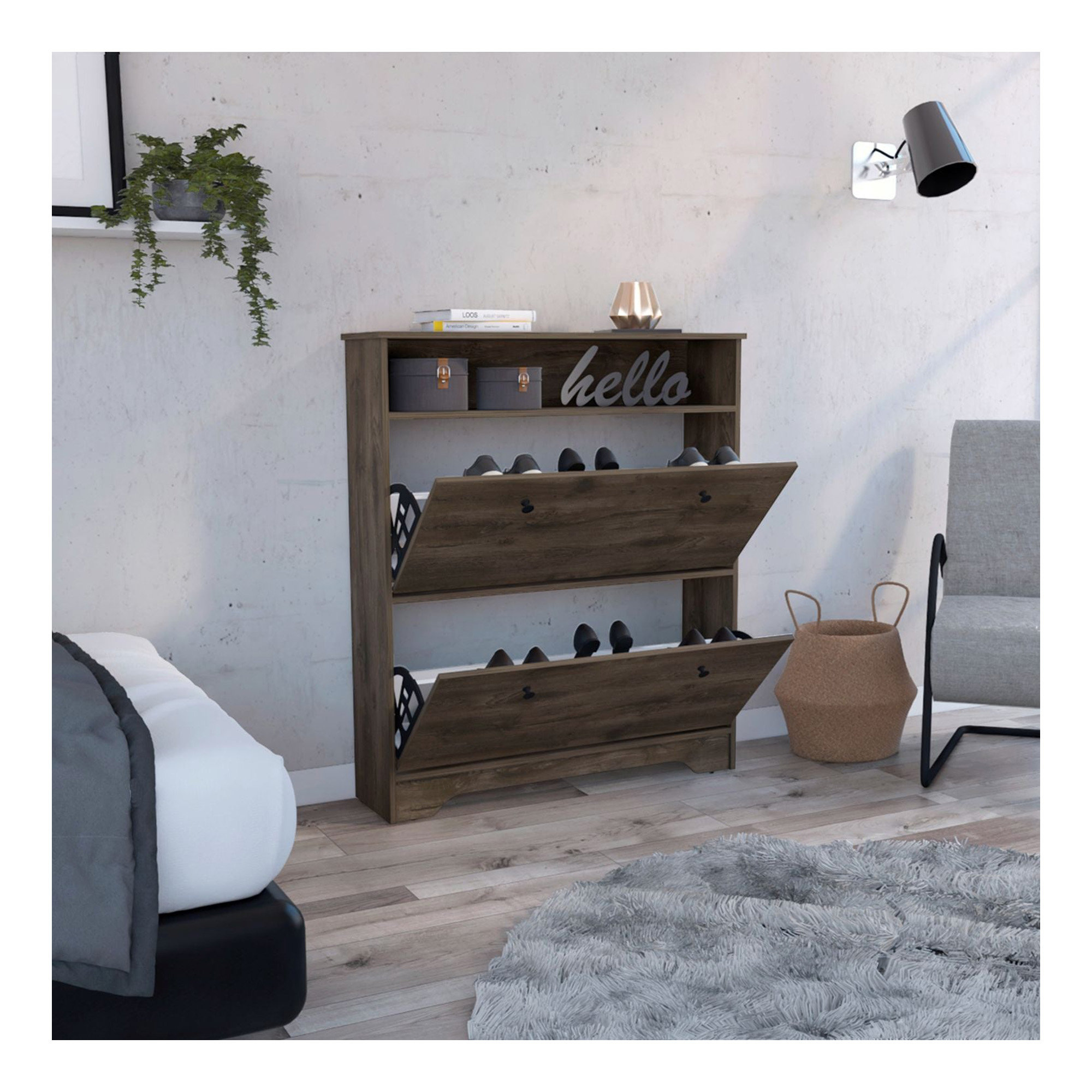 Canora Grey Shoe Rack 46" H, One Open Storage Shelf, Two Internal ...