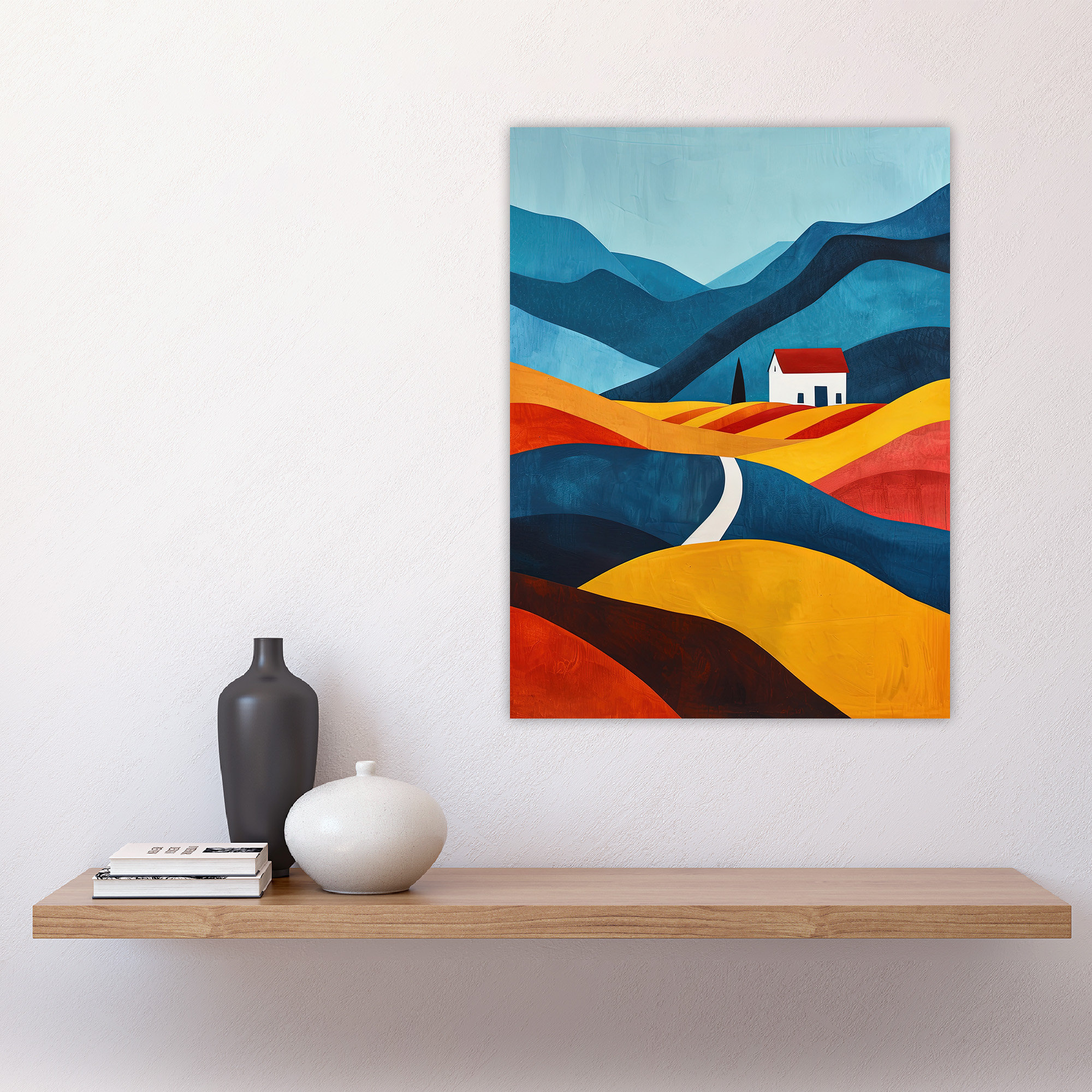 George Oliver Wall Art Print Countryside Hills House Bold Abstract ...