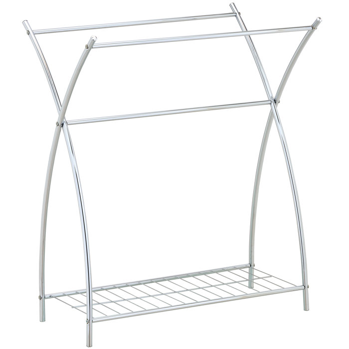 MyGift 2 Bar Stainless Steel Freestanding Blanket Quilt Rack | Wayfair