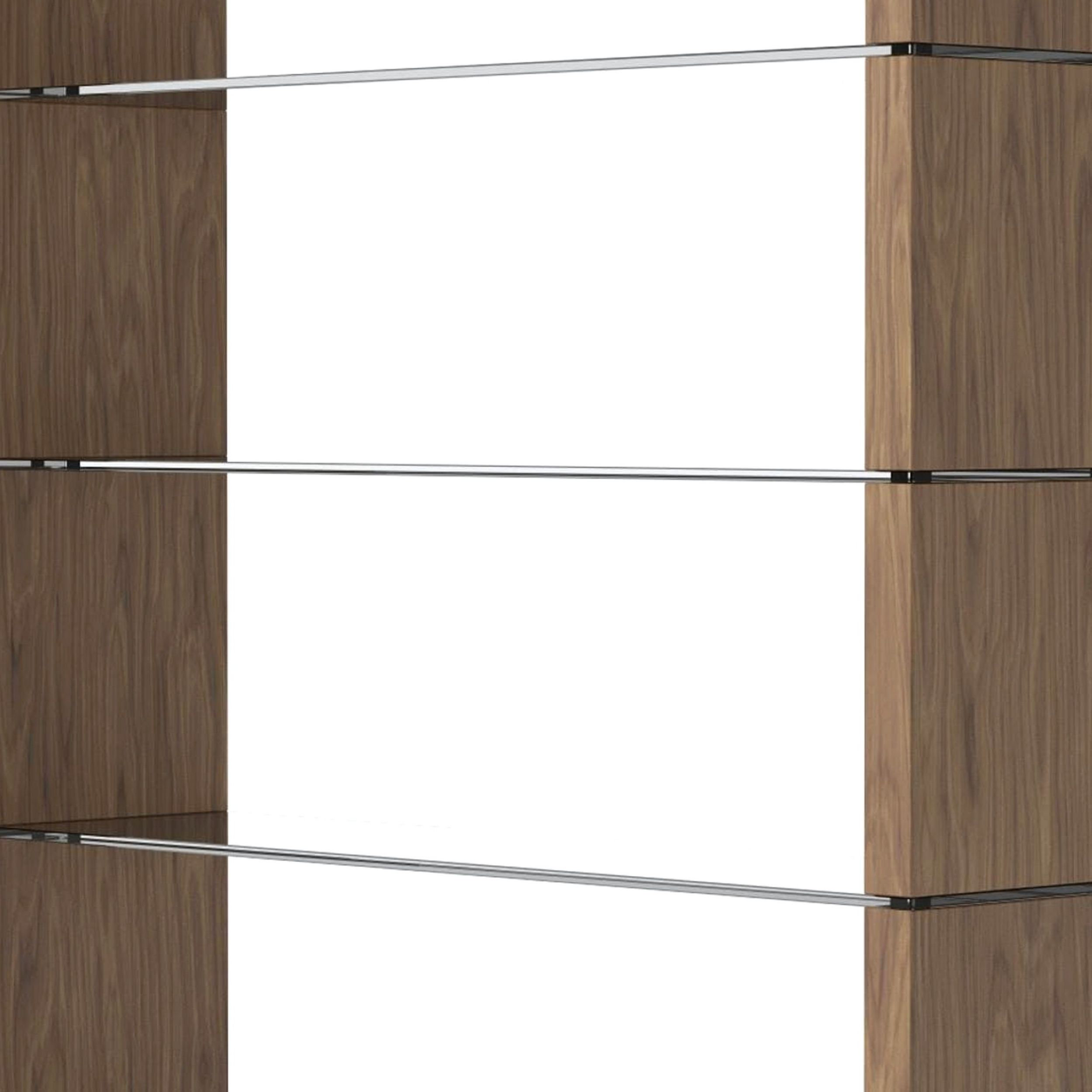 Benjara Cid 80 Inch Modern Bookcase, 5 Glass Shelves, Wood Side Panels ...