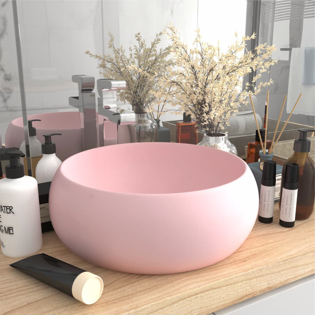 vidaXL Luxury Wash Basin Round Matt 15.7x5.9" Ceramic - Wayfair Canada