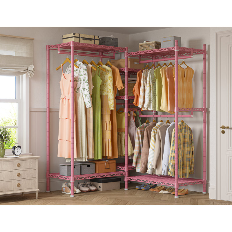 EnHomee 77" Clothes Rack Metal Clothing Rack Loads 725 lbs Adjustable ...