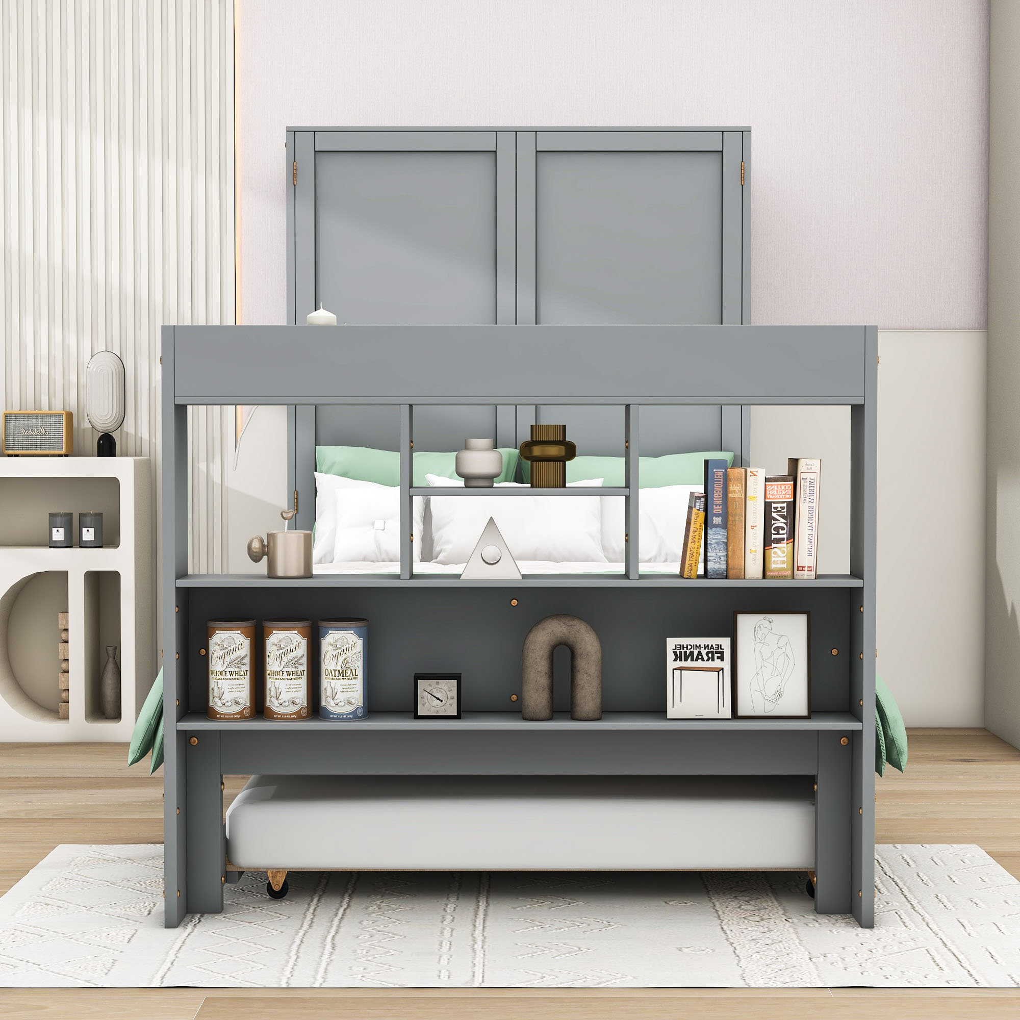 Lark Manor Twin Platform Bed Frame with Storage Headboard, Footboard ...