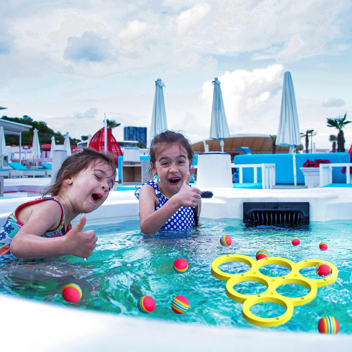 LinsCraft Pool Game With Score, Combo Foam Pool Floats With 10 Tossing ...