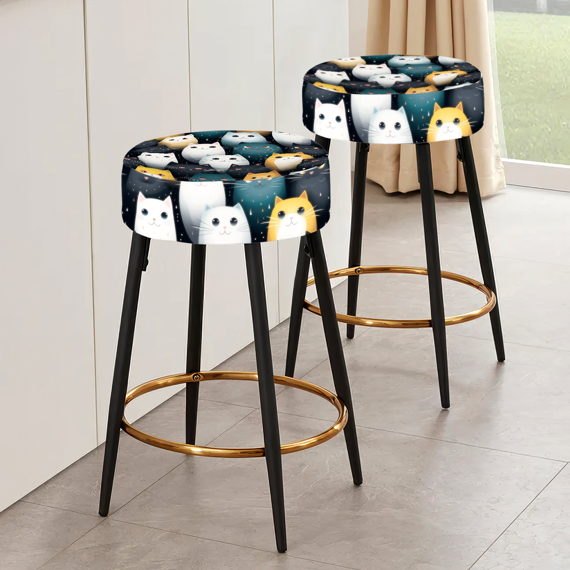 Zoomie Kids Ardehs - Animal Print Bar Stools Set Of 2 | Wayfair