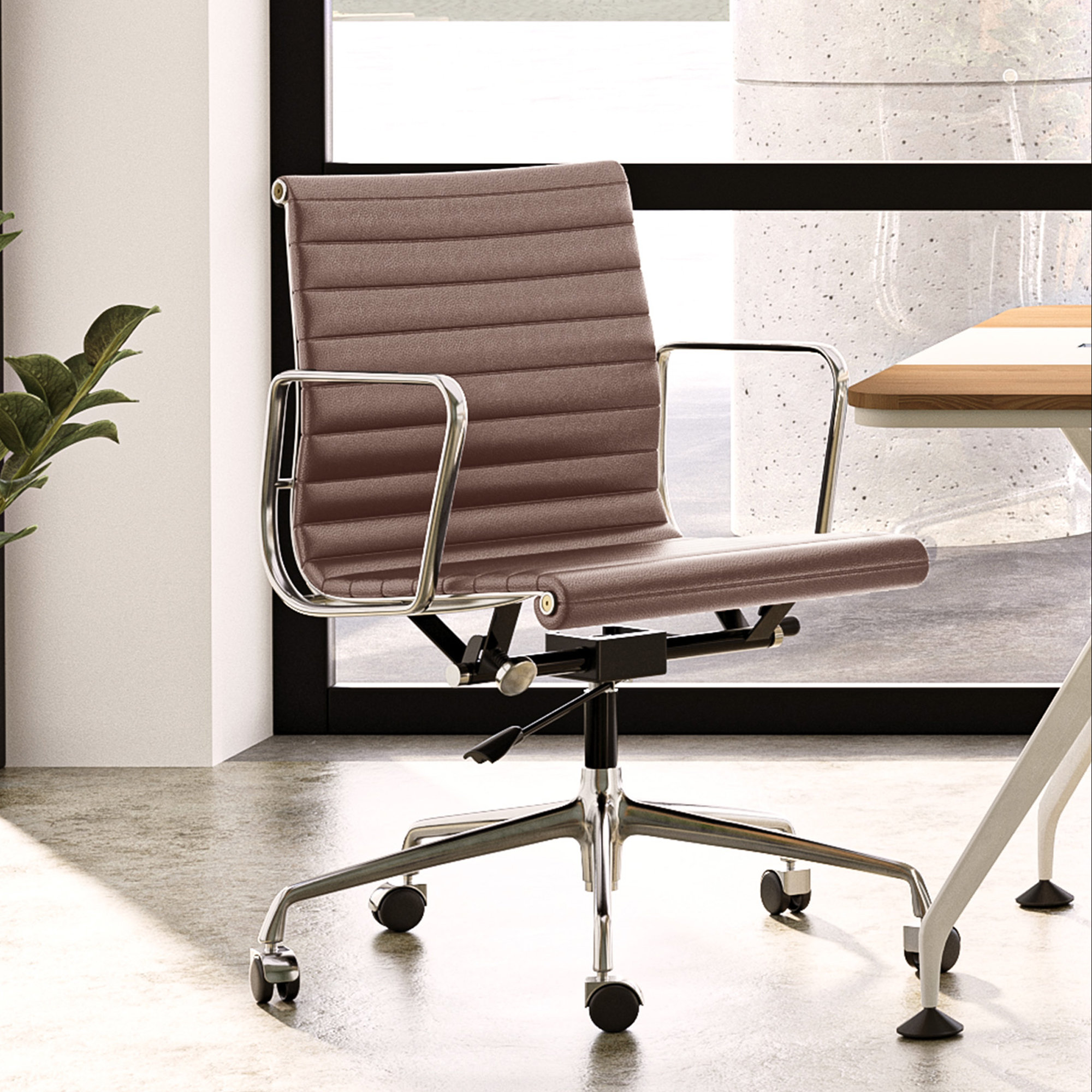 Wade Logan® Ashvina Mid & High Back Genuine Leather Office Chair with ...