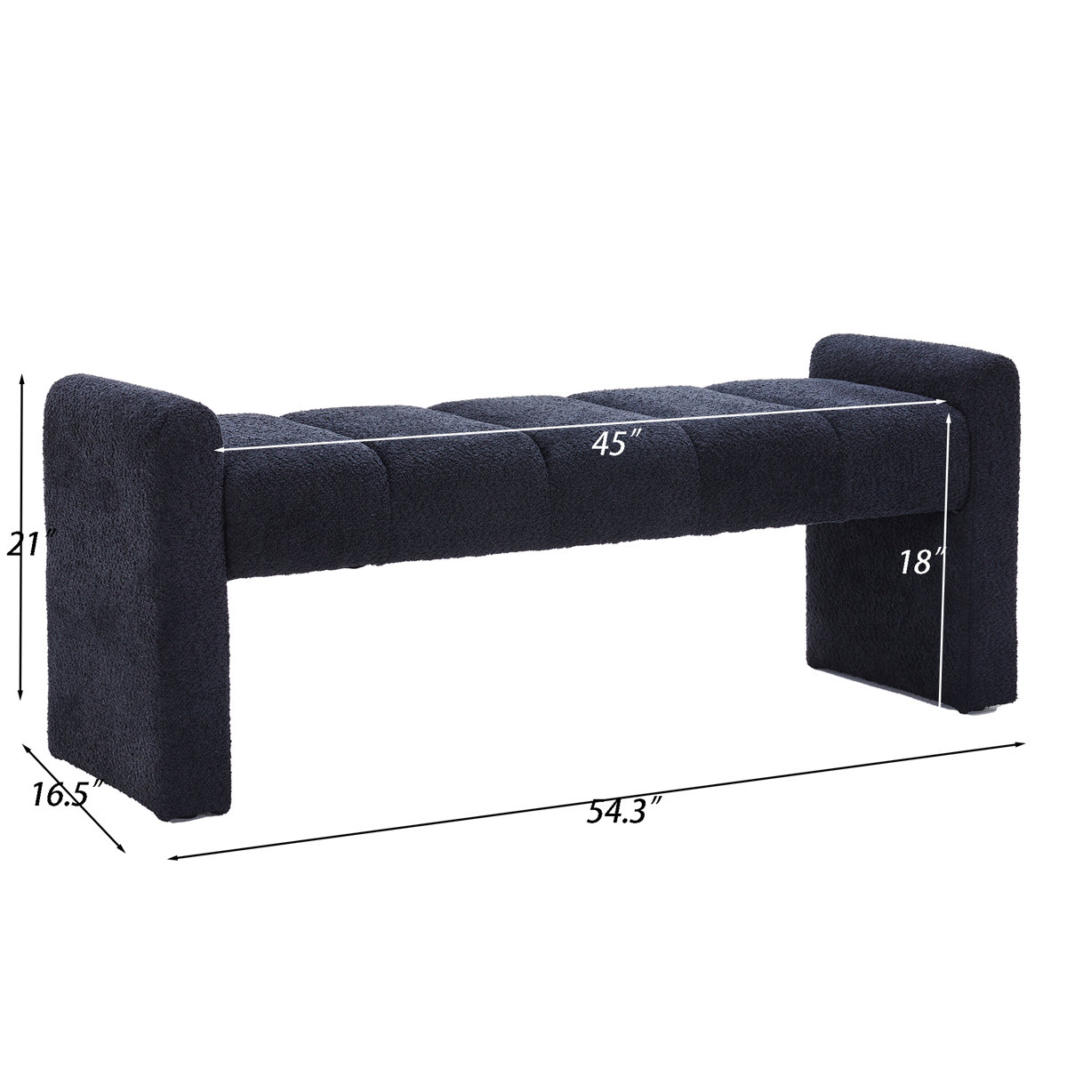 Wrought Studio™ Laytona 54" Boucle Upholstered Bench with Arm and ...