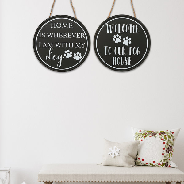 iHcasadécor 2 Piece MDF Dog Sign Wall Décor Set | Wayfair