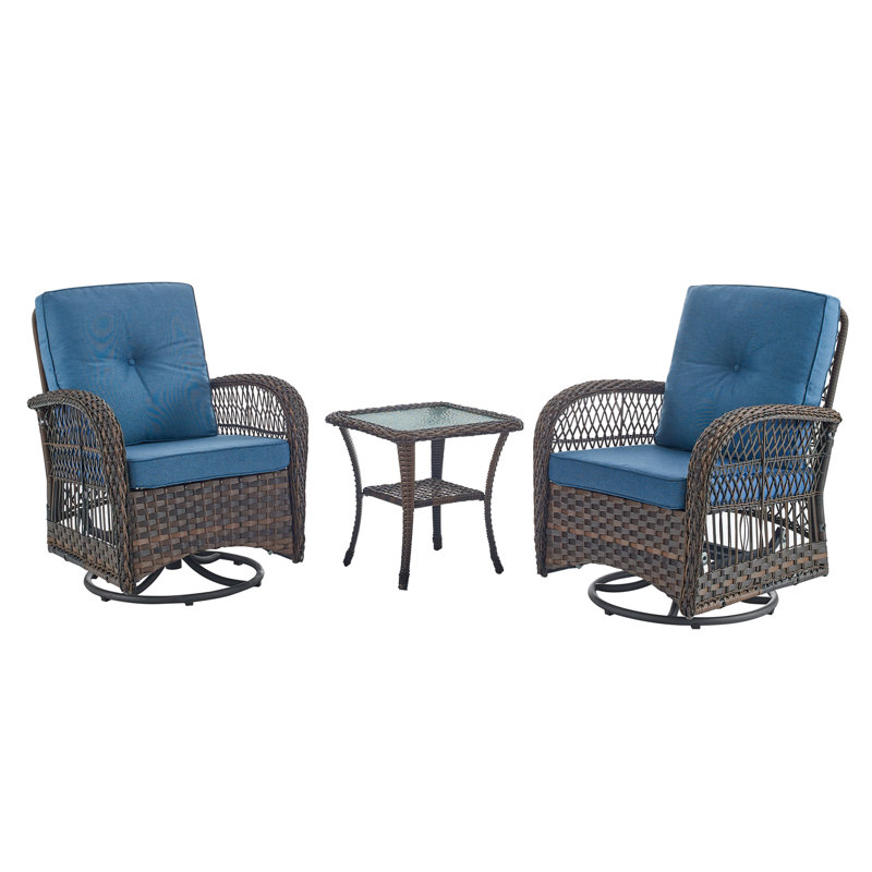 Lark Manor™ Aveona 3 Piece Outdoor Wicker Swivel Rocker Chair Seating ...