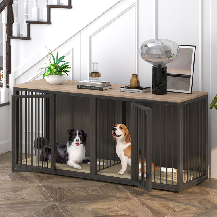 Tucker Murphy Pet™ Large Dog Crate Furniture For 2 Dogs, All Steel ...
