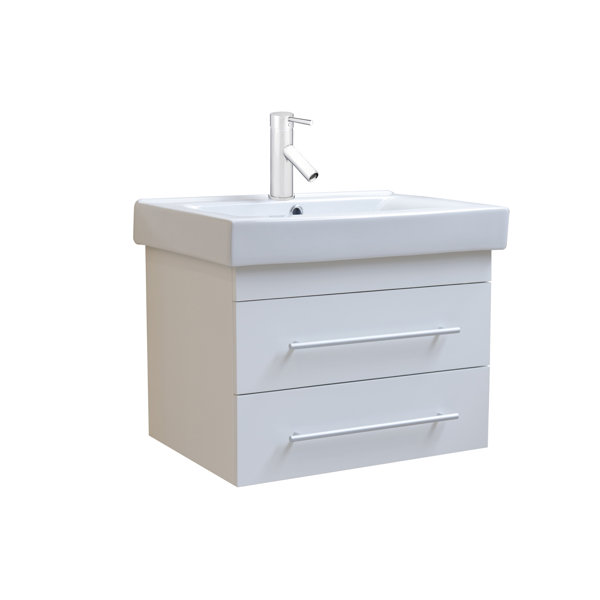Wrought Studio™ Leota 24" Wall-Mounted Single Bathroom Vanity Set ...