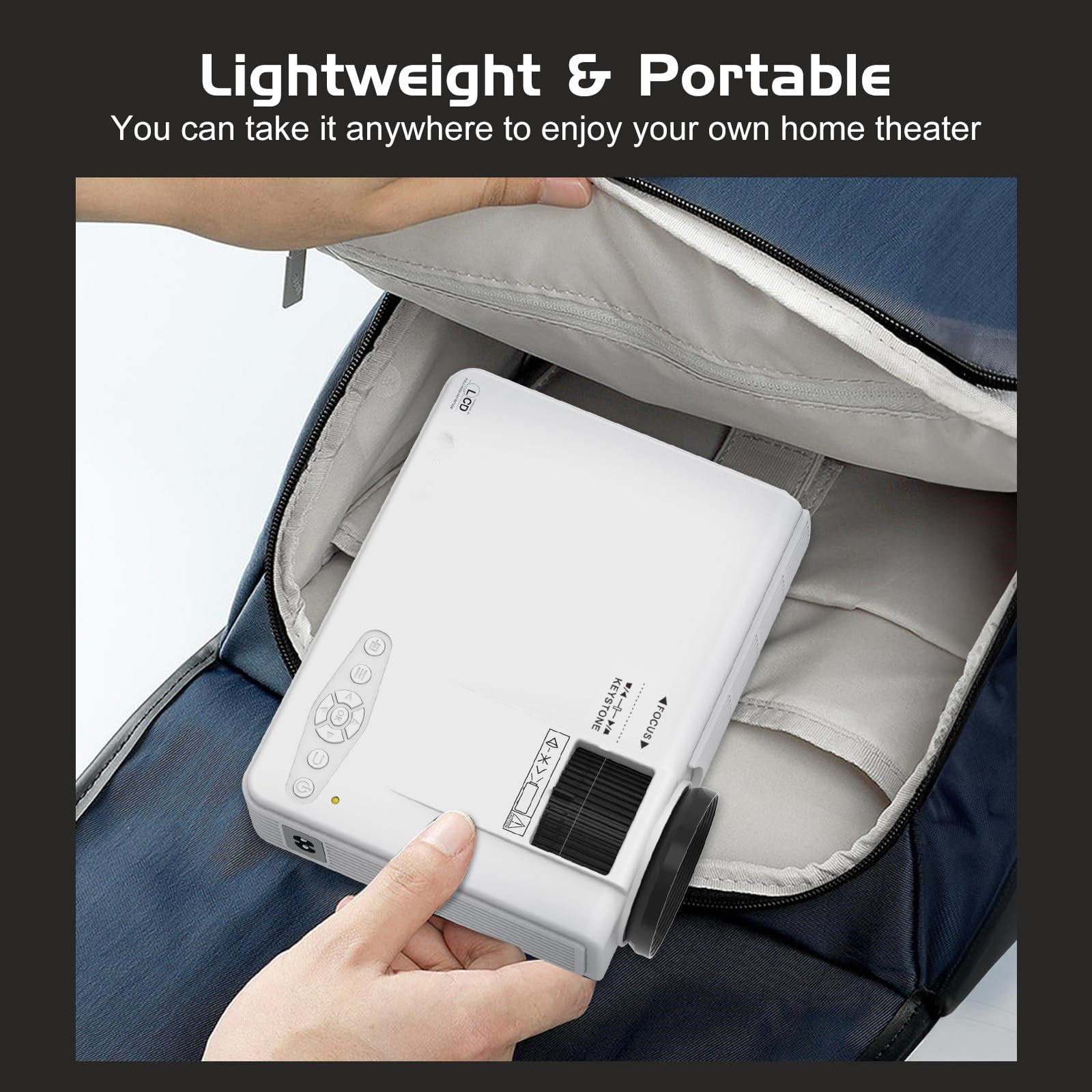 NATIONAL WINDOW Projector With Two-Way Bluetooth, Mini Projector With ...