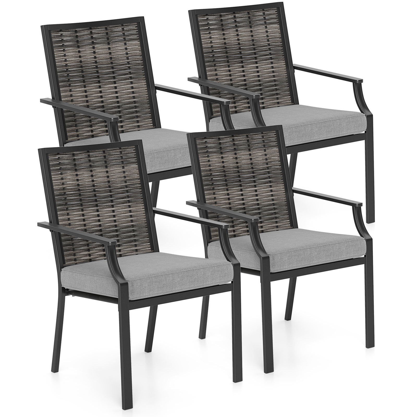 Bayou Breeze Patio Wicker Chairs Set Of 4 Stackable Armchairs With ...