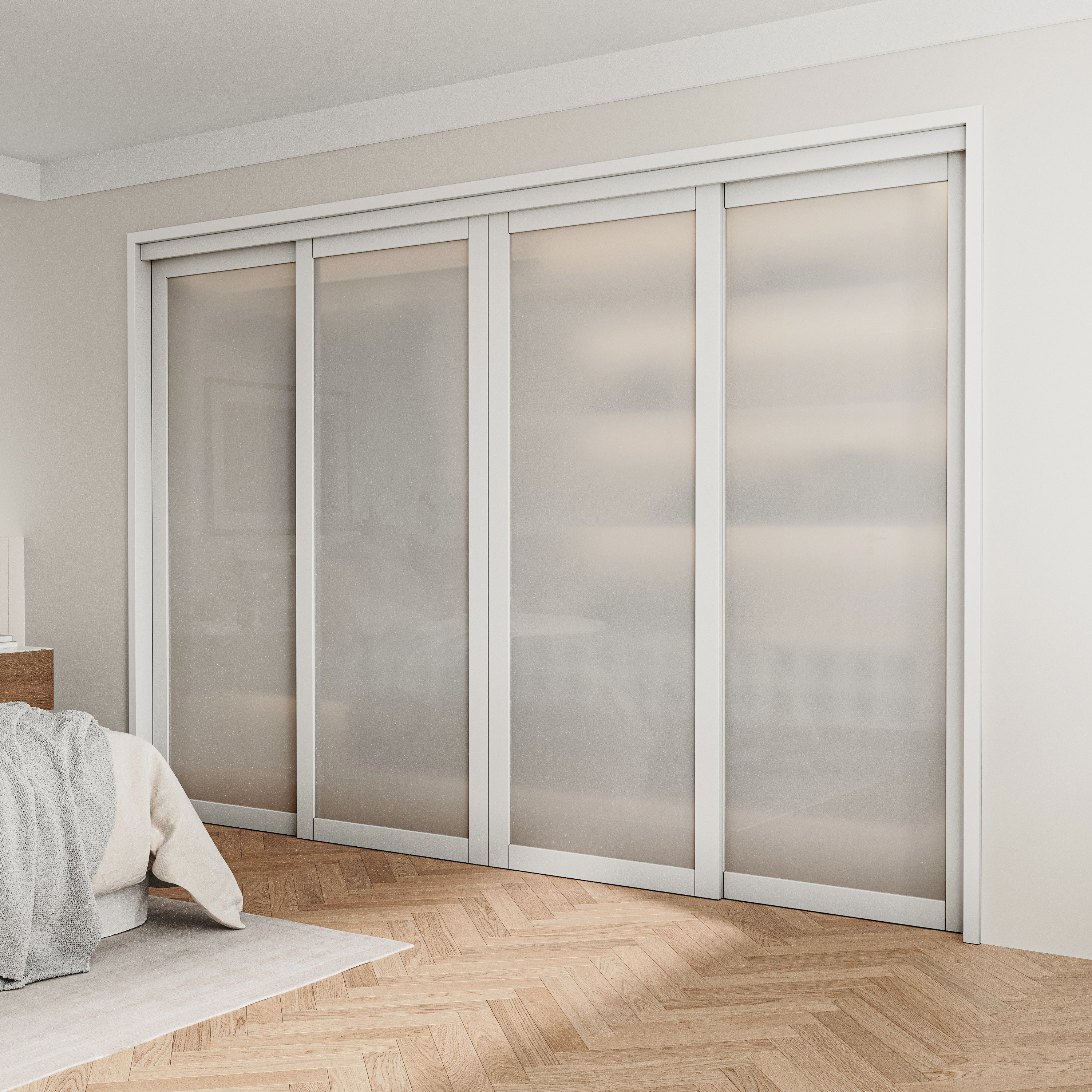 ARK DESIGN 1-Lite Frosted Tempered Glass Double Sliding Closet Door ...