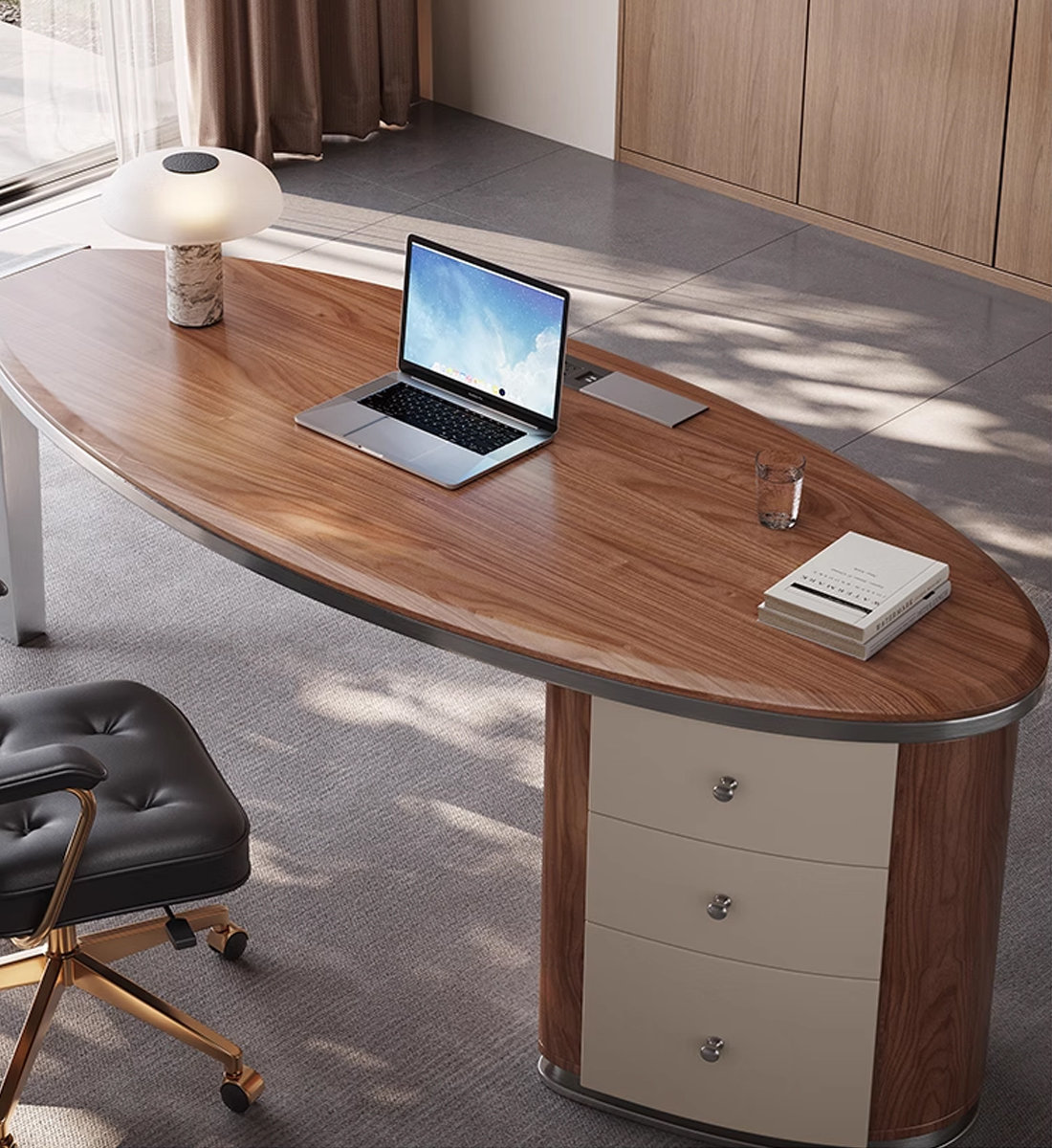 EliteFurnishings Modern Oval - Shaped Executive Desk | Wayfair