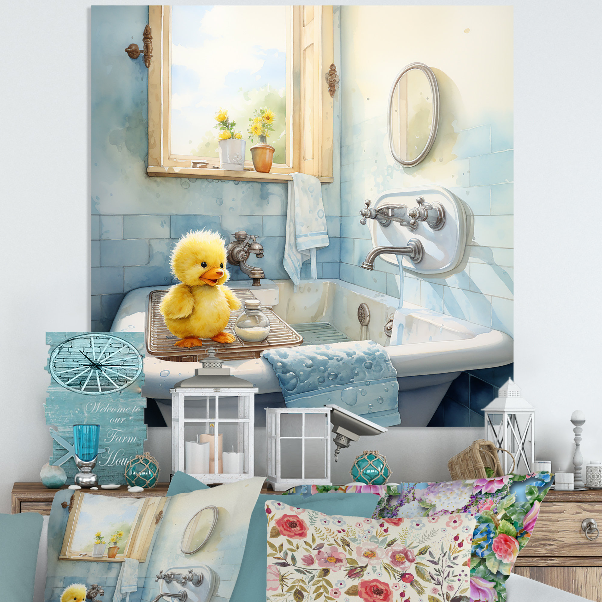 August Grove® Yellow Duck Bathroom Dip III - Coyote Animal Metal Wall ...