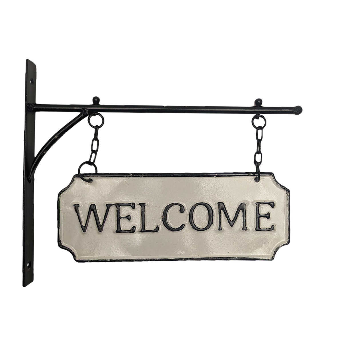 Ophelia & Co. White Enamel 3D Hanging Welcome Wall Mount Metal Sign ...