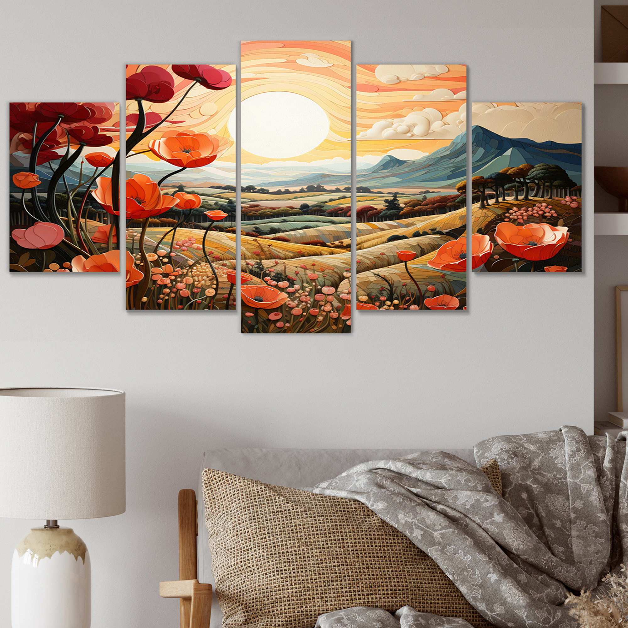 Design Art Countryside Red Poppy Field VI - Countryside Metal Art Print ...