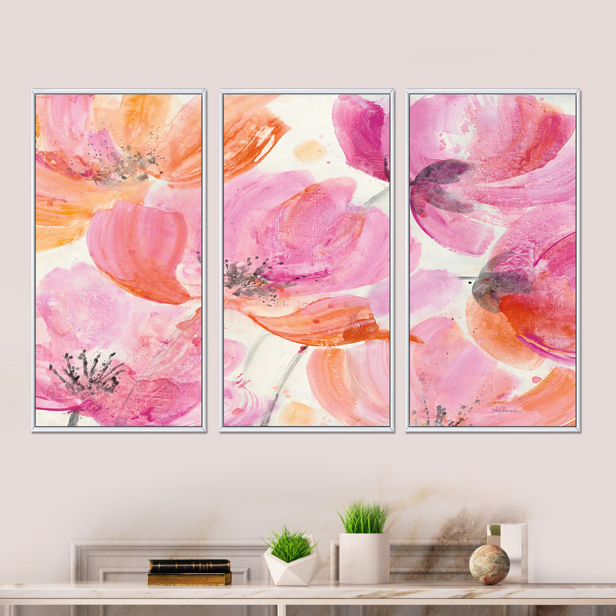 Design Art Shabby Flower III - Shabby Elegance Framed Canvas Wall Art ...