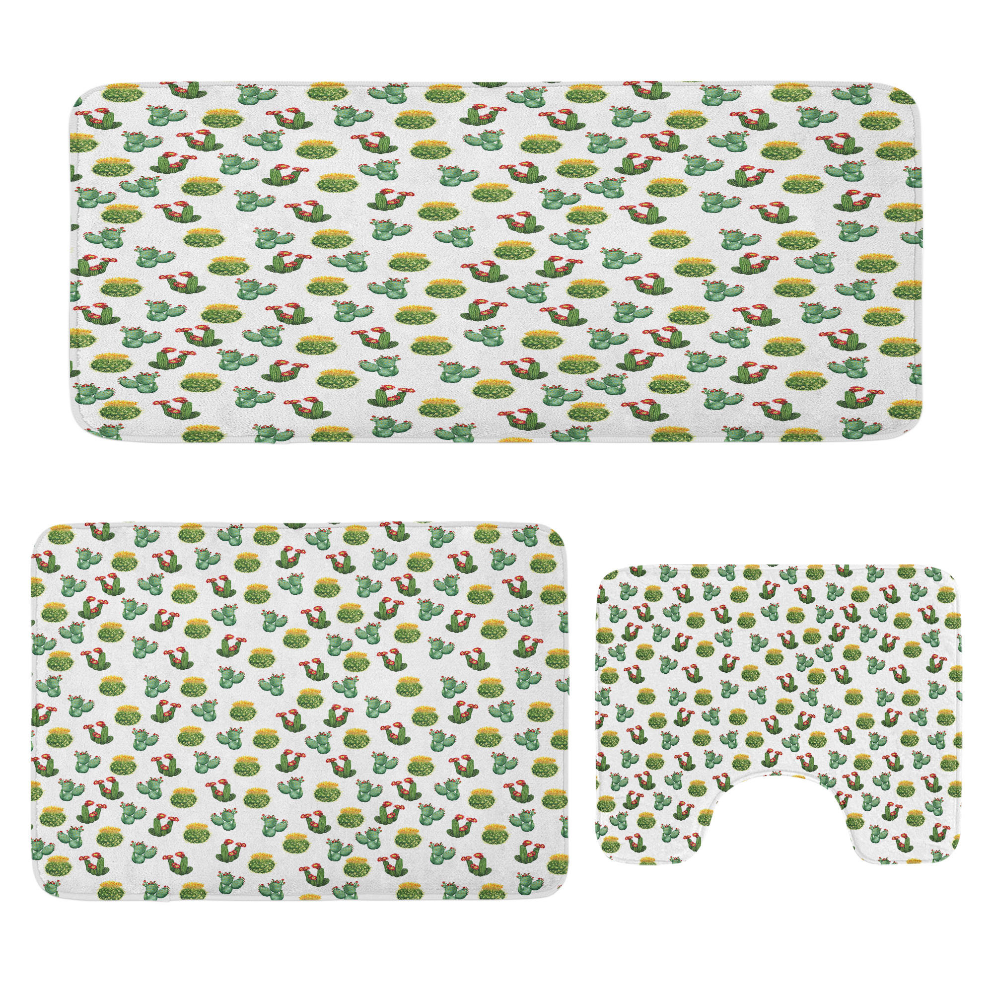 East Urban Home Plant Bathroom Rug Set 3 Pieces U-Shape & Rectangle ...