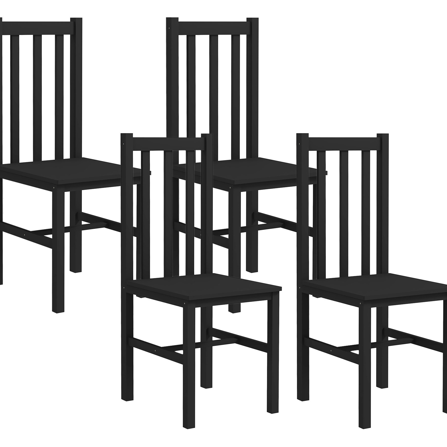 August Grove® 4Pcs Dining Chairs, Black, Solid Pine Wood, Armless ...