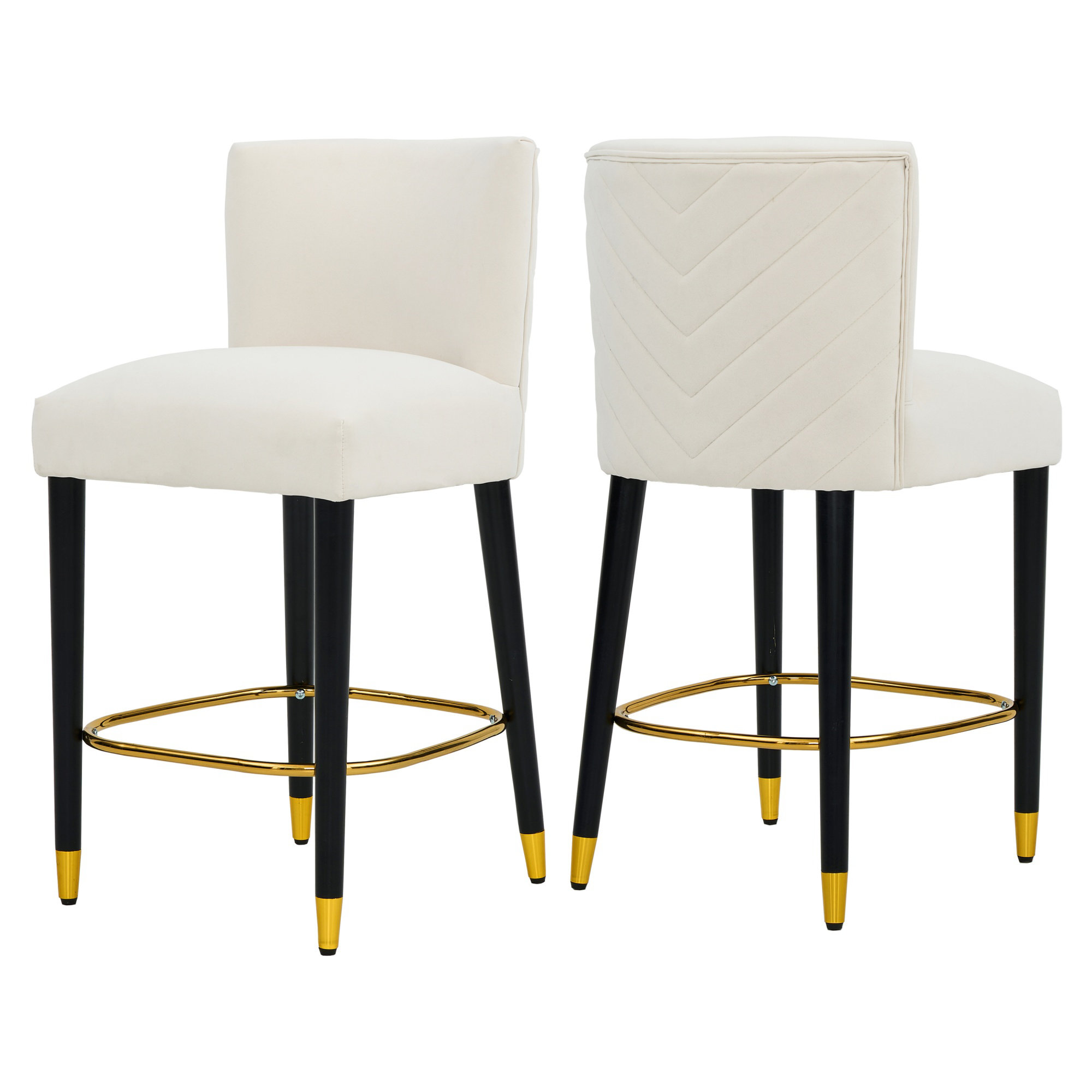 Mercer41 Counter Stool With Modern Design, Light-Colored Fabric ...