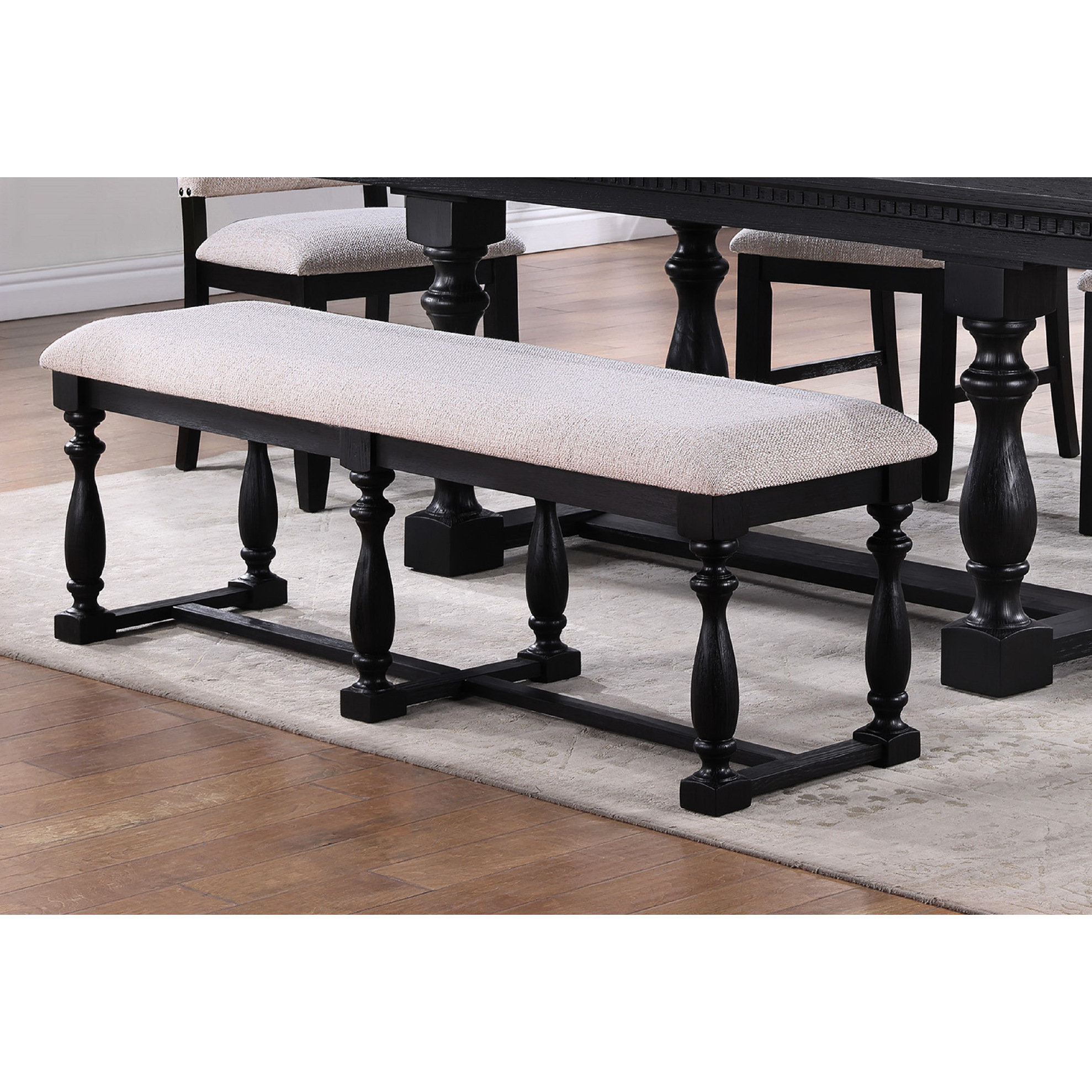 17 Stories Relaxed Vintage Style Bench For Dining - Charcoal Black ...