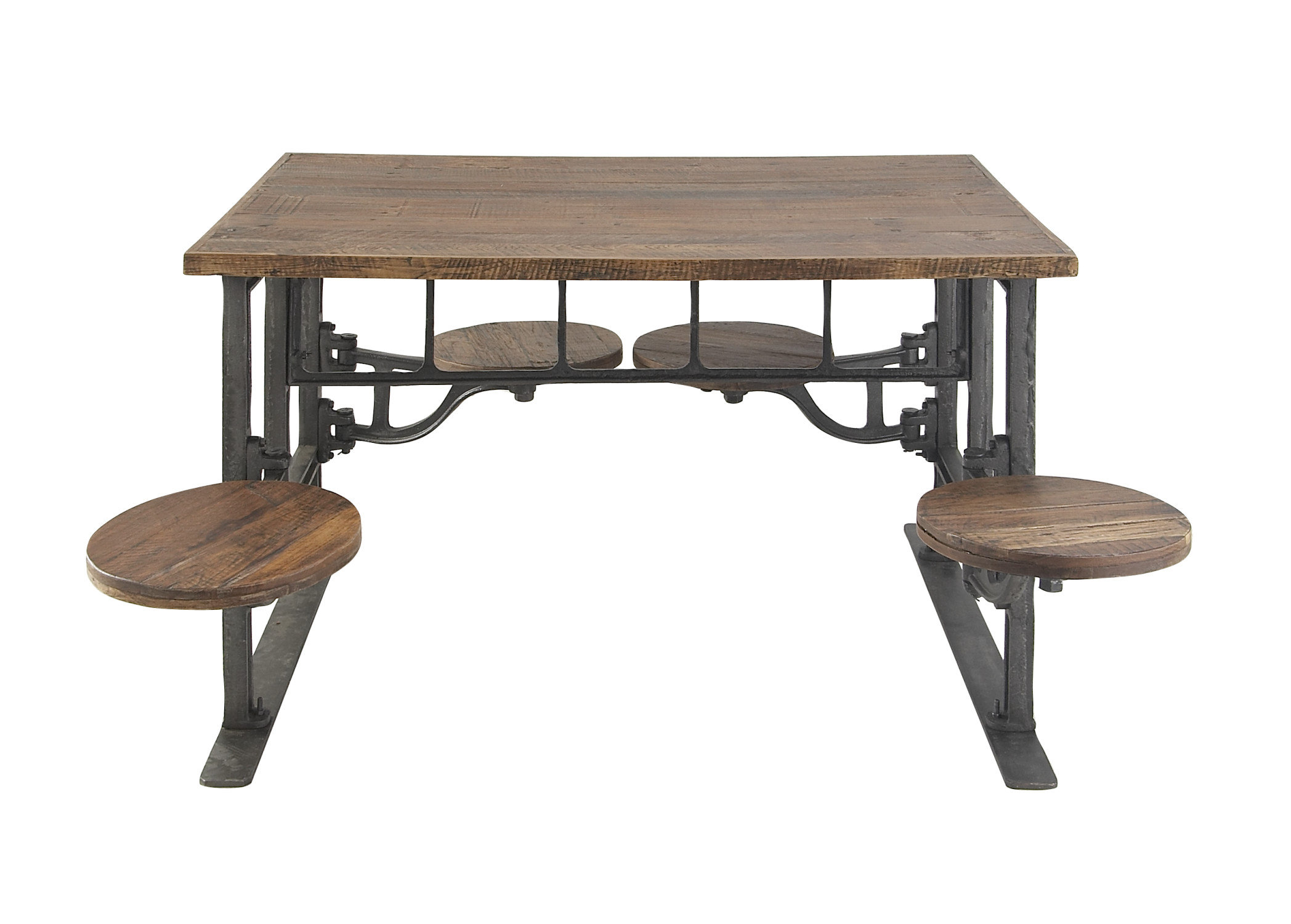 17 Stories Teak Wood Dining Table with Attached Seats & Reviews | Wayfair