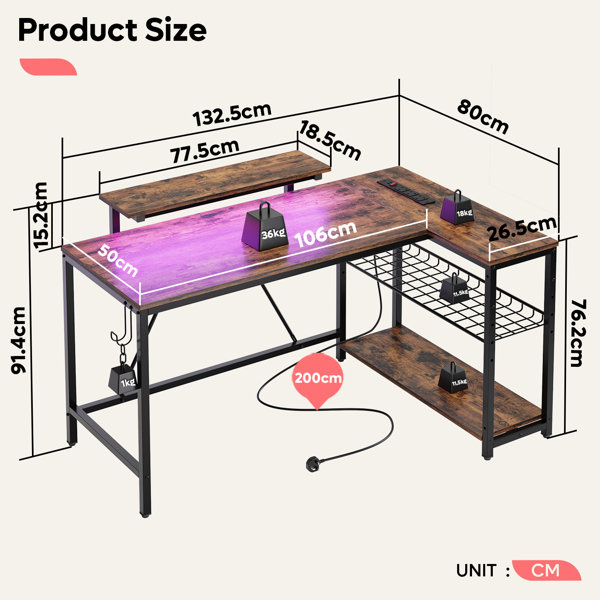 Borough Wharf Adran 82Cm W Reversible Computer Desk & Reviews | Wayfair ...