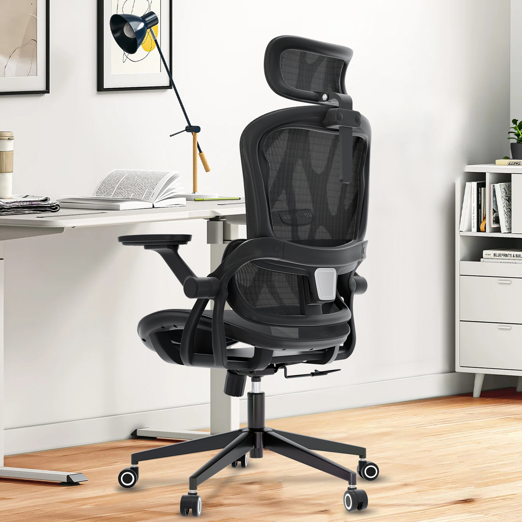 Inbox Zero Ergonomic Mesh Office Chair, Adjustable Lumbar High Back ...