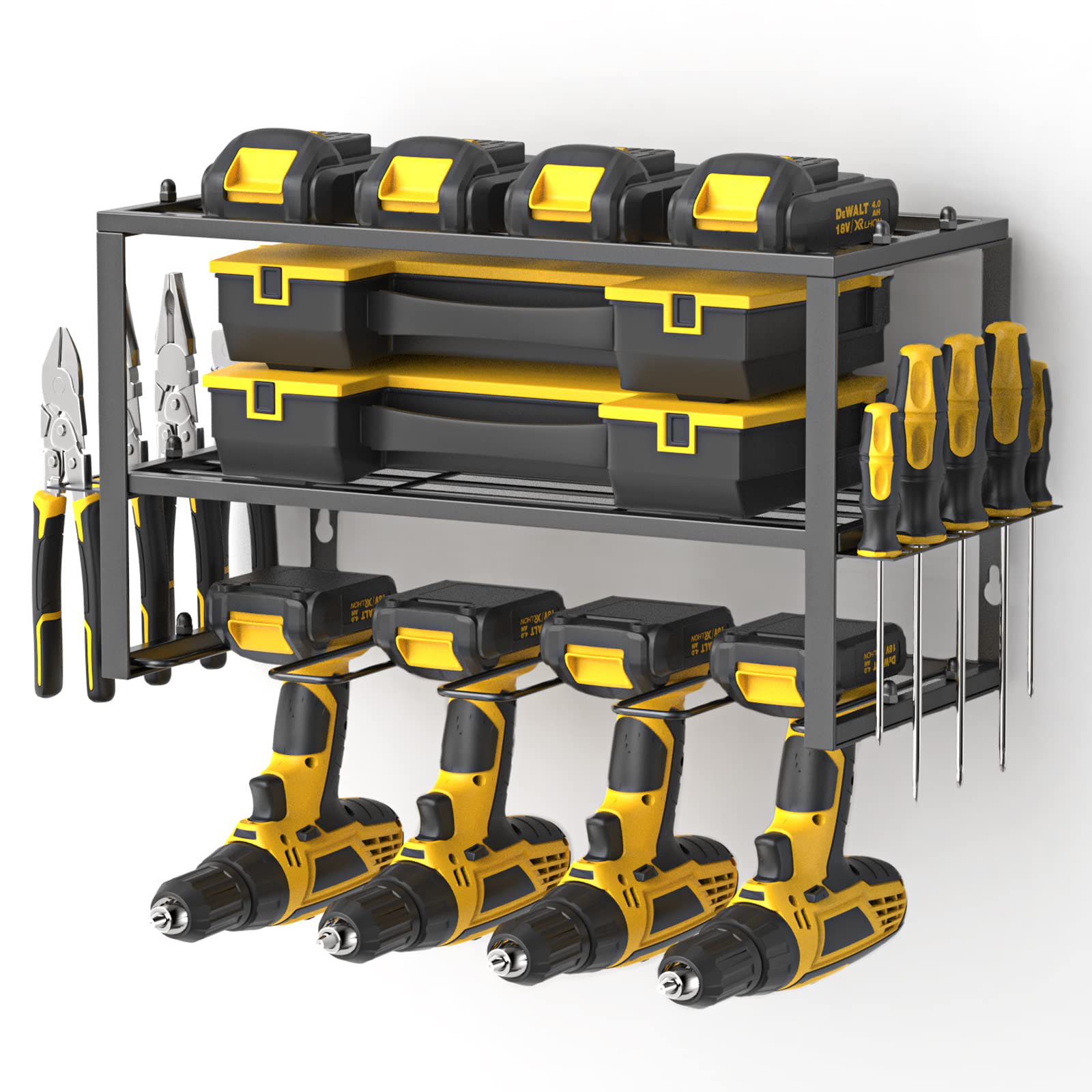 17 Stories Heavy Duty Tool Shelf & 1 Pack 3 Layers Tool Rack Cordless ...